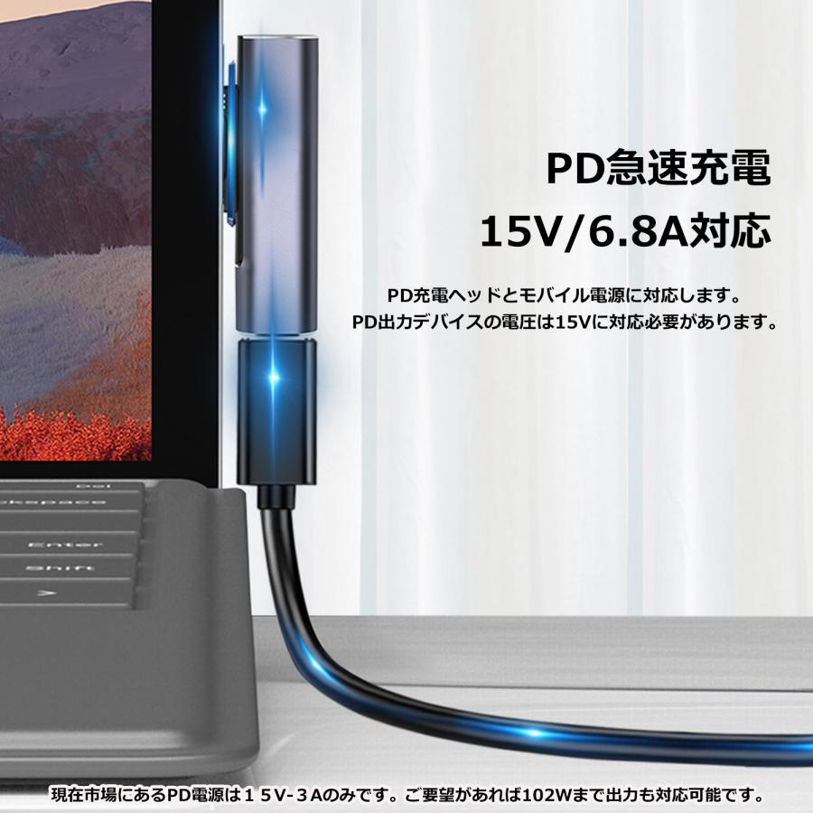 MSL FORCE 【2個目半額】適格請求書発行可 USB C to Surface Pro 急速充電アダプタ 15V/3A 45W USB Type C PD充電 102w Surface ...