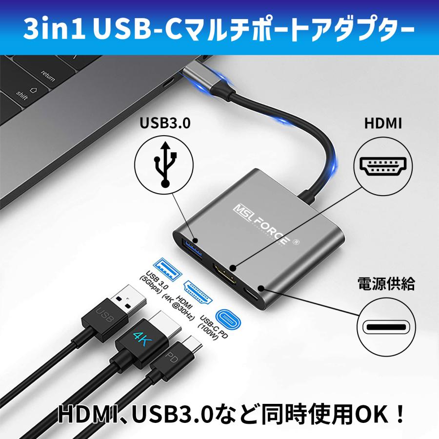 MSL FORCE USB-C to HDMIアダプター Type-C アダプターハブ HDMI-4K MacBook Pro ...