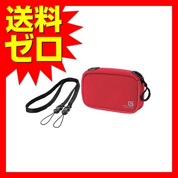 ELECOM（エレコム） DGB-062RD デジタルカメラケース ソフトケース ネックストラップ付 ネオプレン Mサイズ 参考収容寸法:113.5×35.5×66.5mm レッド : むさし ...