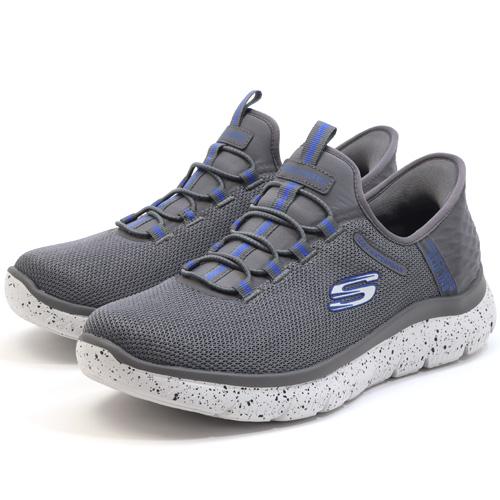 SKECHERS スケッチャーズ メンズ スリップインズ サミッツ - コルボス 幅広 4E チャコール/ブルー ウォータープルーフ Slip-ins SUMMITS CORBOS ...