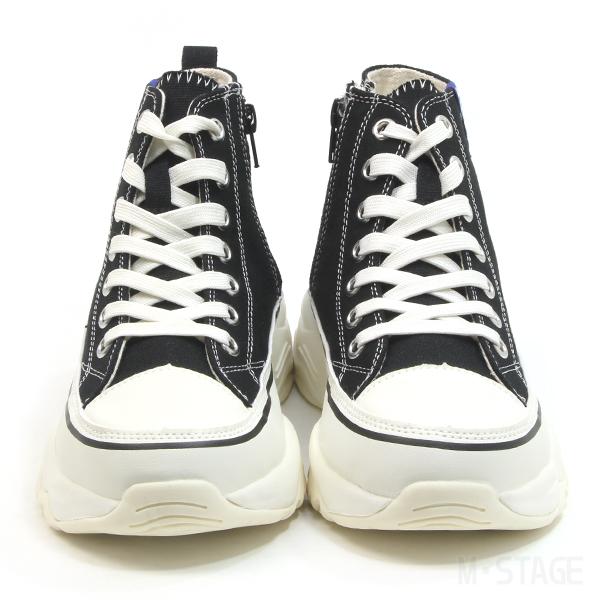 CHOOP シュープ ハイカット 厚底スニーカー 軽量 レディース ガールズ BLACK OFFWHITE サイドジップ チャック ジッパー 通学 体育 白底 無地 CP-009 : M ...