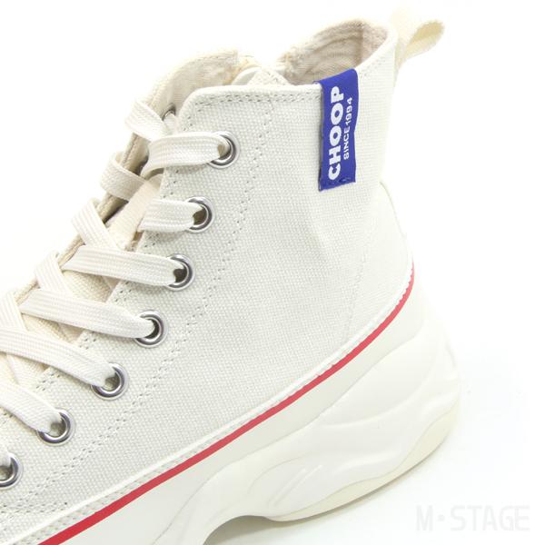 CHOOP シュープ ハイカット 厚底スニーカー 軽量 レディース ガールズ BLACK OFFWHITE サイドジップ チャック ジッパー 通学 体育 白底 無地 CP-009 : M ...