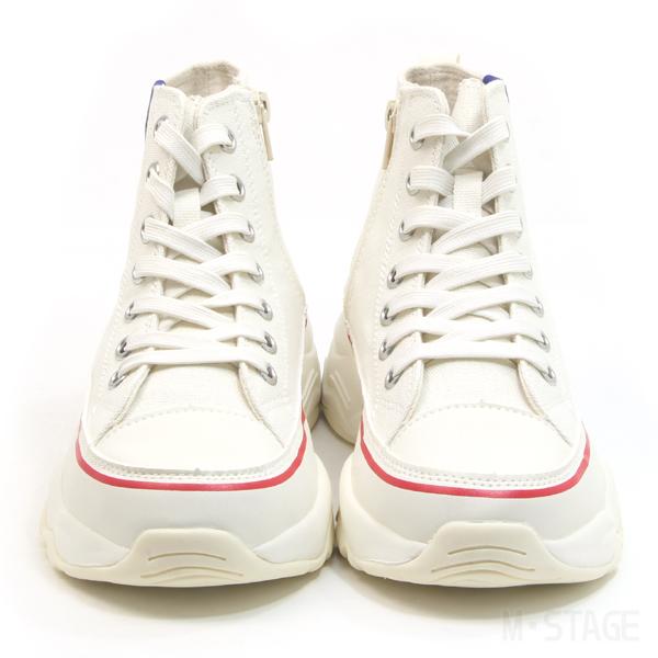 CHOOP シュープ ハイカット 厚底スニーカー 軽量 レディース ガールズ BLACK OFFWHITE サイドジップ チャック ジッパー 通学 体育 白底 無地 CP-009 : M ...