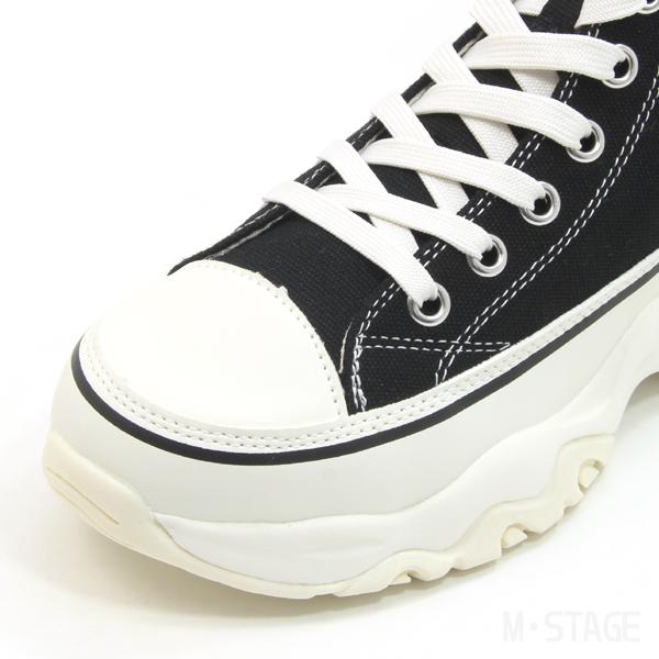 CHOOP シュープ ハイカット 厚底スニーカー 軽量 レディース ガールズ BLACK OFFWHITE サイドジップ チャック ジッパー 通学 体育 白底 無地 CP-009 : M ...