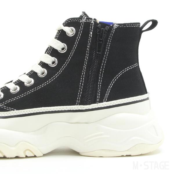 CHOOP シュープ ハイカット 厚底スニーカー 軽量 レディース ガールズ BLACK OFFWHITE サイドジップ チャック ジッパー 通学 体育 白底 無地 CP-009 : M ...