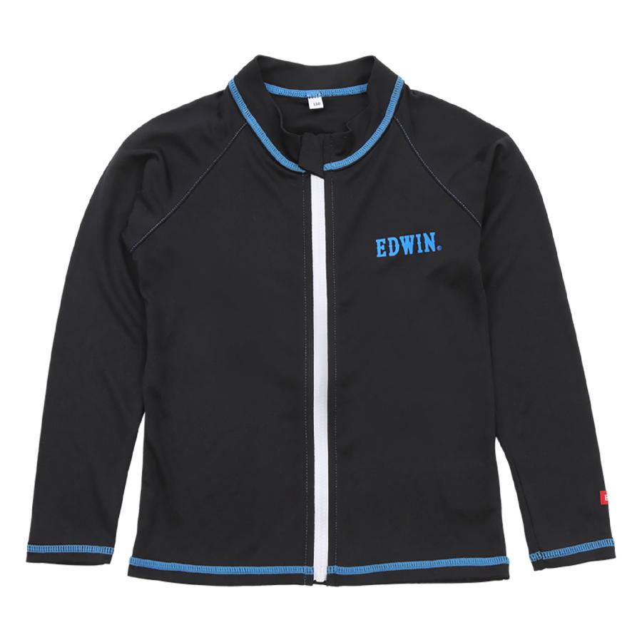 EDWIN ラッシュガード キッズ 長袖 エドウィン 男の子 女の子 110 120 130 ブラック ネイビー プール UVカット UPF50+ ブランド ロゴ 夏 海 水泳 ...