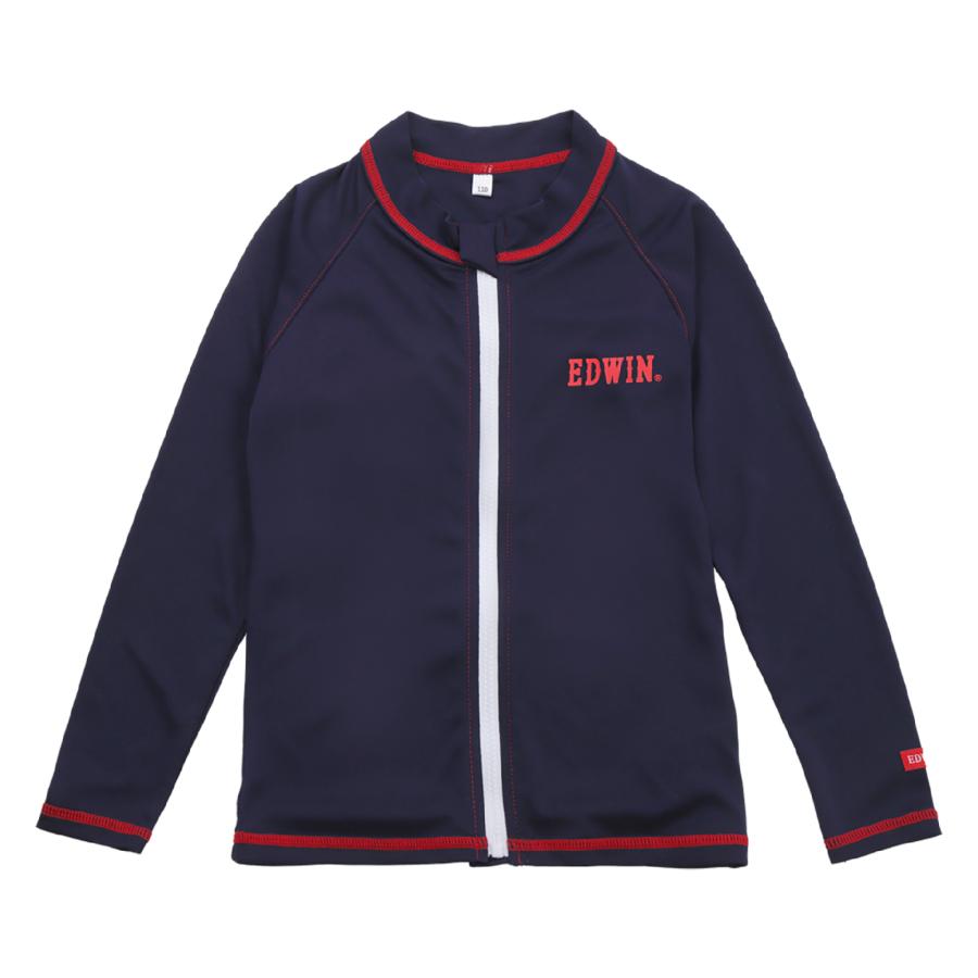 EDWIN ラッシュガード キッズ 長袖 エドウィン 男の子 女の子 110 120 130 ブラック ネイビー プール UVカット UPF50+ ブランド ロゴ 夏 海 水泳 ...