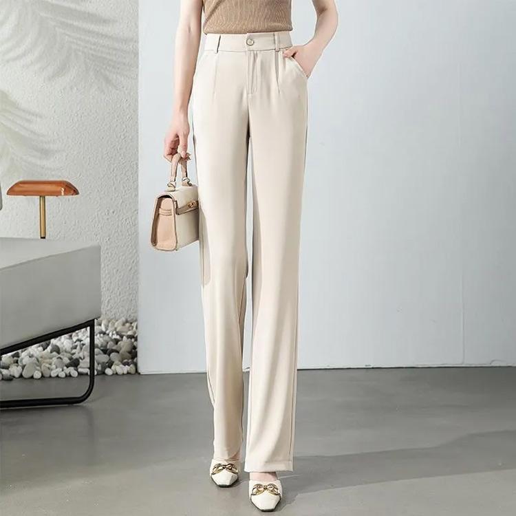 春夏 パンツ ストレート レディース 長ズボン スラックスパンツ 薄手 ハイウエスト ビジネス 細見え 美脚 オフィス きれいめ スリム ...