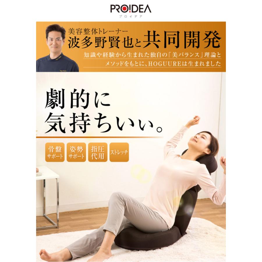 PROIDEA 肩・首スッキリ座椅子 HOGUURE レッド (0070-3937) 骨盤矯正座椅子 腰痛 姿勢 骨盤 ゆがみ 矯正 首 肩 肩甲骨 Vivalance JMP KNS ...