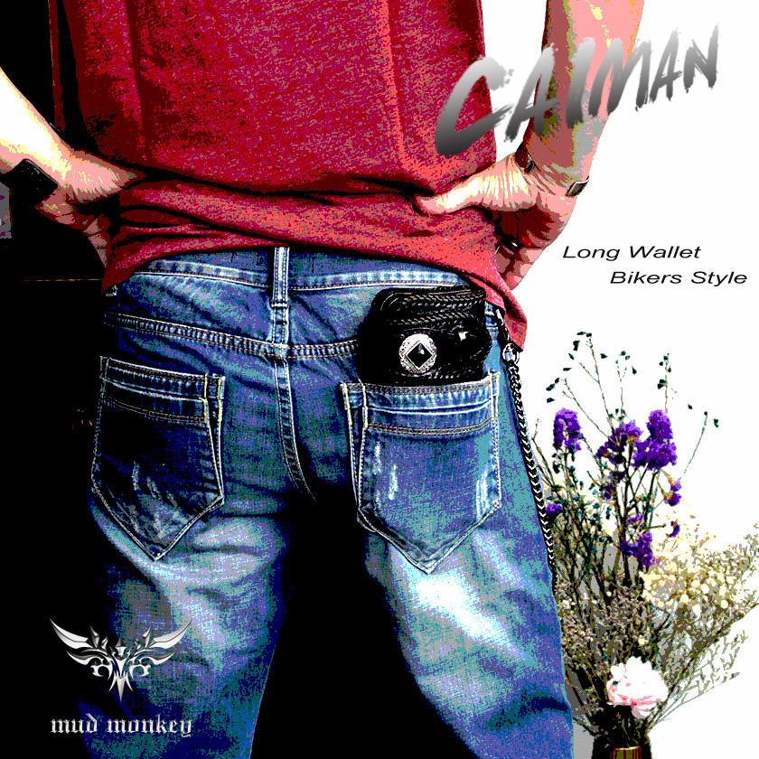 カイマンクラウン ワニ革 長財布 バイカーズウォレット/マッドオニキスシルバー925コンチョ RIDERS :ka-rid-mdox:MUD MONKEY - 通販 - Yahoo!ショッピング