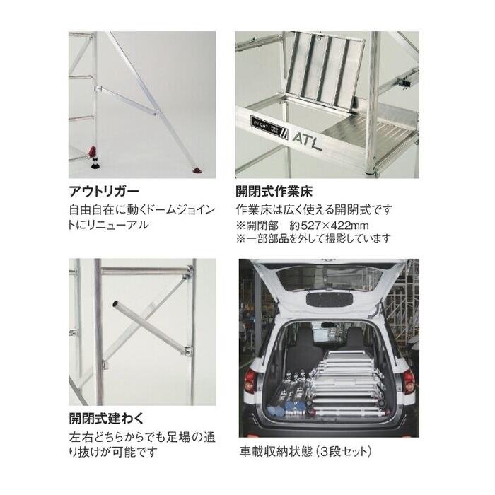 ピカコーポレイション Pica（ピカ） 高所作業台 キャスターセット ATL-2B + ATL-JS パイプ製足場 スタンダード 2段 ハッスルタワー : MULHANDZ - 通販 ...