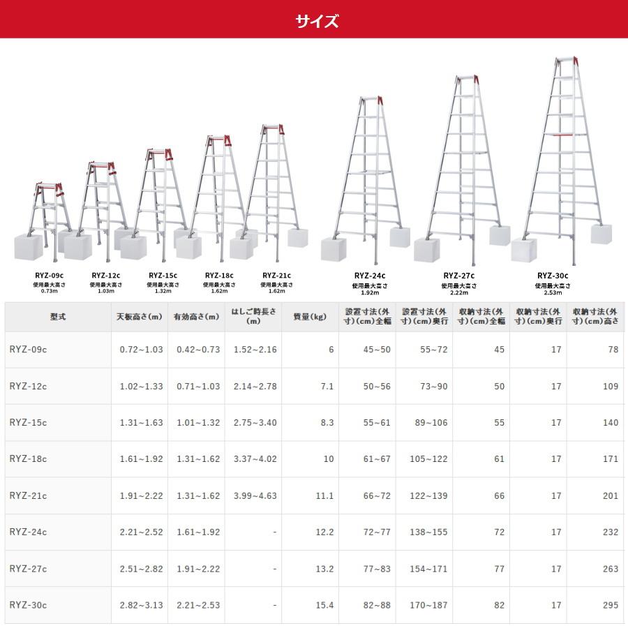 長谷川工業 (ハセガワ) RYZ-27d 脚伸縮専用脚立 9尺 ワンタッチバー 9段天板高さ2.51〜2.82m シルバー 専用脚立 アルミ製 作業用脚立 : MULHANDZ - 通販 ...