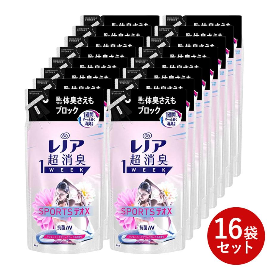 柔軟剤 16袋セット P&G ピーアンドジー レノア 超消臭 1week スポーツデオX リフレッシュエアリーフローラル 詰替え 400ml×16袋 カートン販売 : Multiverse ...