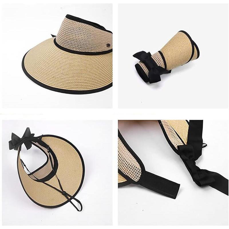 日除け レディース 春夏 uvカット 折りたたみ サンバイザー つばひろハット 通気遮光 麦わら おしゃれ リボン付き 女性 : MUMEI LIFE - 通販 - Yahoo!ショッピング