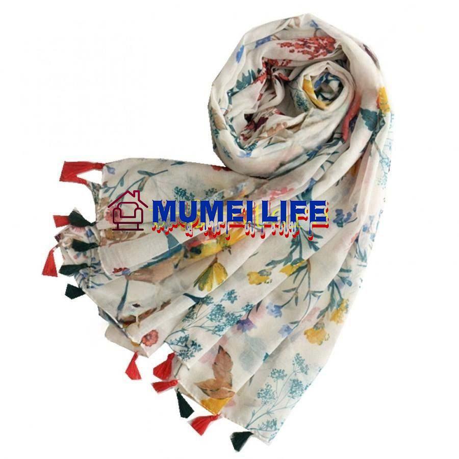花柄ストール スカーフ フリンジ uv レディース 大判 シルク 花柄 エレガント 春 春夏 秋 uvカット ショール マフラー 日よけ 紫外線 : MUMEI LIFE - 通販 ...