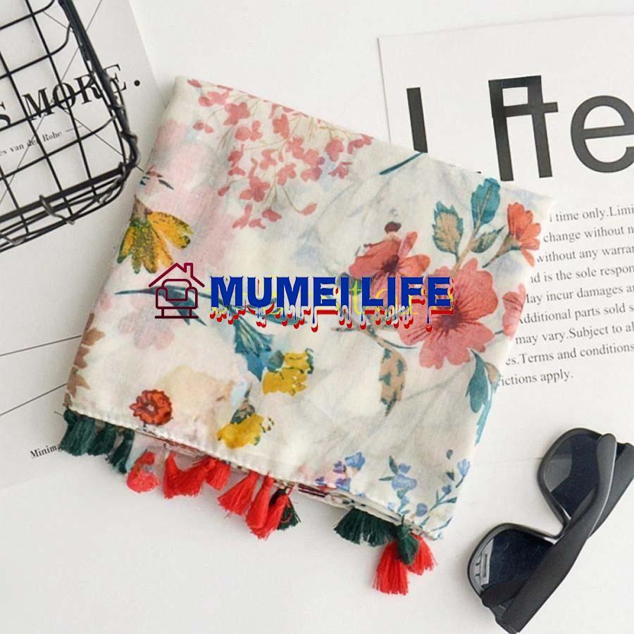 花柄ストール スカーフ フリンジ uv レディース 大判 シルク 花柄 エレガント 春 春夏 秋 uvカット ショール マフラー 日よけ 紫外線 : MUMEI LIFE - 通販 ...