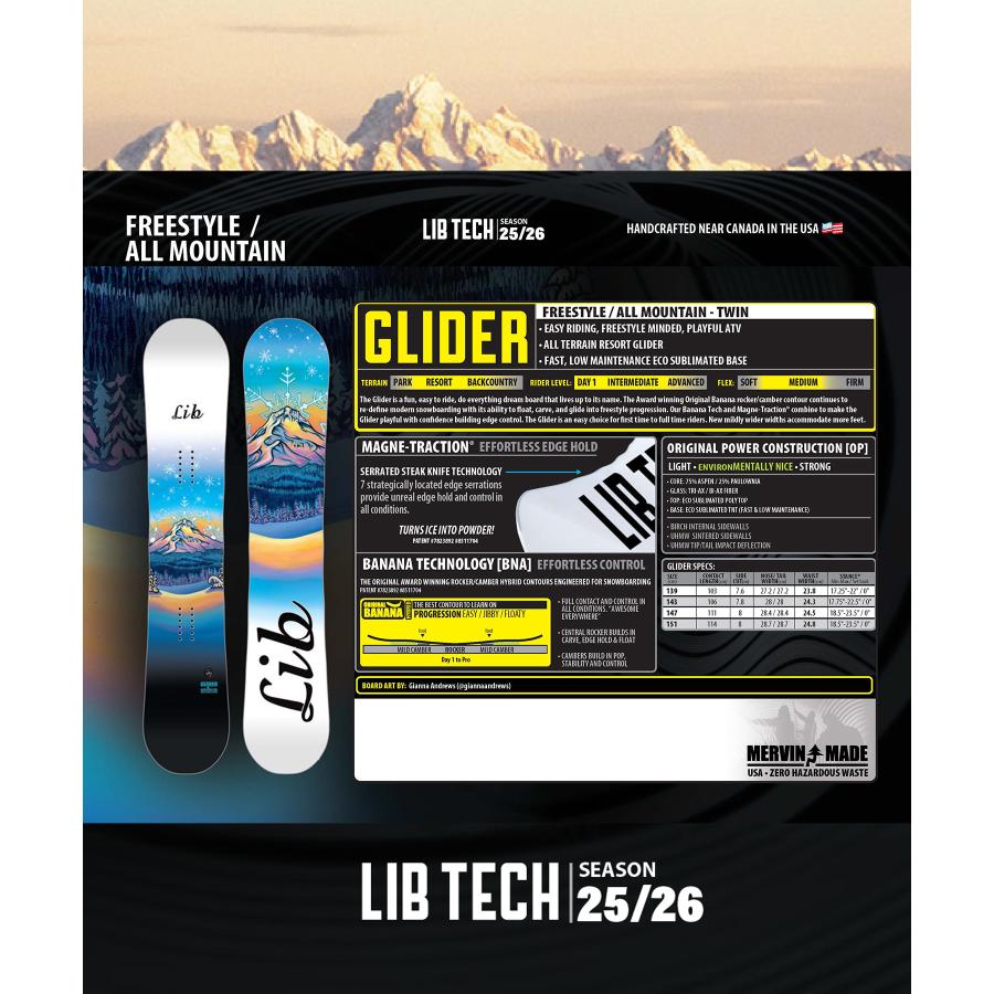 LIB TECH（リブテック） 【2526】LIBTECH スノーボード 板 レディース GLIDER ムラサキスポーツ 25-26モデル ...