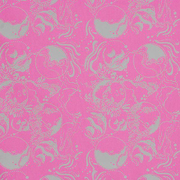 Nakeu Awai製ファブリック【コーラルリーフ柄/オーロラピンク×グレー】（ヤード単位での販売） : ムームーママ - 通販 ...