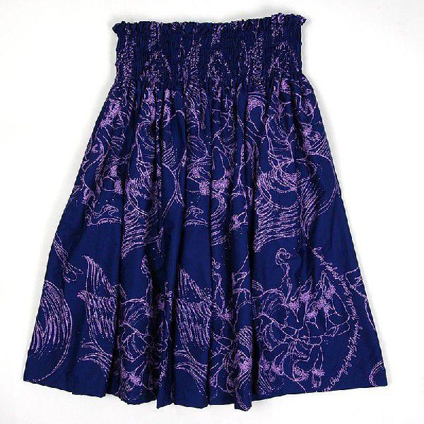 【フラダンスのパウスカート】Nakeu Awai製生地使用シングル・パウスカート【総柄/エンジェル柄/ネイビー×ラベンダー】 :SP ...
