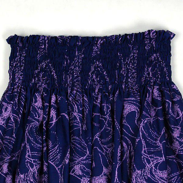 【フラダンスのパウスカート】Nakeu Awai製生地使用シングル・パウスカート【総柄/エンジェル柄/ネイビー×ラベンダー】 :SP ...