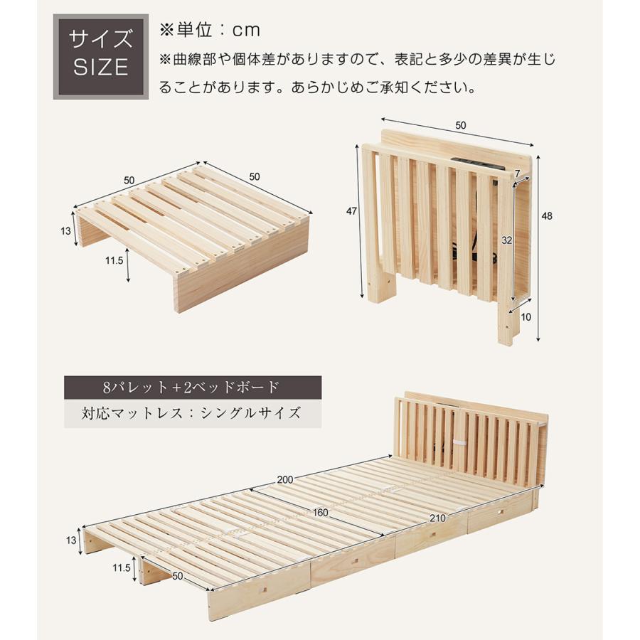 BTM 【パレットx8枚】宮付き コンセント付 パレットベッド シングルベッド シングル S~Kサイズ すのこベッド 分割 ベッド ベッドフレーム ローベッド : 新生Myhome店 - 通販 ...
