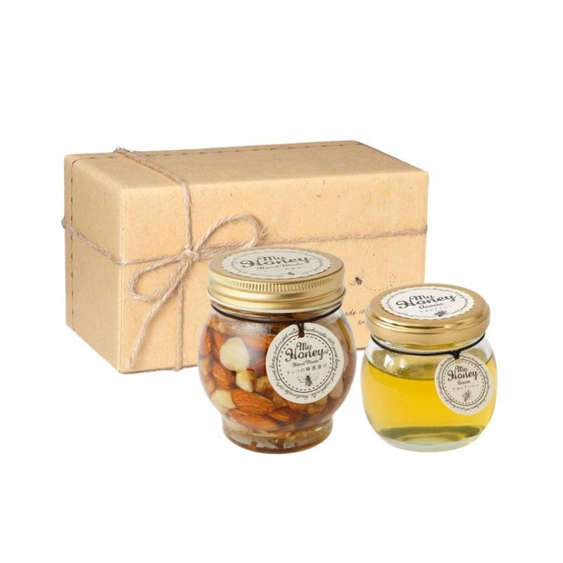 MYHONEY 【MYHONEY公式】マイハニー ナッツの蜂蜜漬けL(200g)+アカシアハニーM(90g)/ナチュラルクラフトボックス(M)+麻紐リボン 【3営業日】 : 生はちみつ専門店 ...