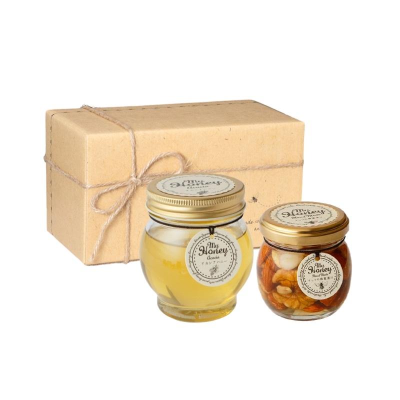 MYHONEY 【MYHONEY公式】マイハニー アカシアハニーL(200g)+ナッツの蜂蜜漬けM(80g)/ナチュラルクラフトボックス(M)+麻紐リボン 【3営業日】 : 生はちみつ専門店 ...