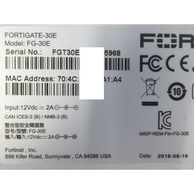 【中古】【ライセンス期限切れ】FortiGate-30E Fortinet FG-30E 統合セキュリティ UTM【ビジネスホン 業務用 ...