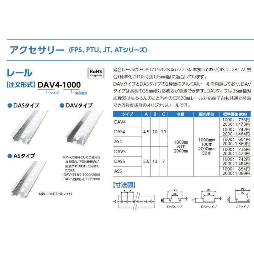 東洋技研 【 DAV4-1000 】DAVシリーズ 端子台オプション / レール 1m【1個単位】 : エヌデンサービス - 通販 ...