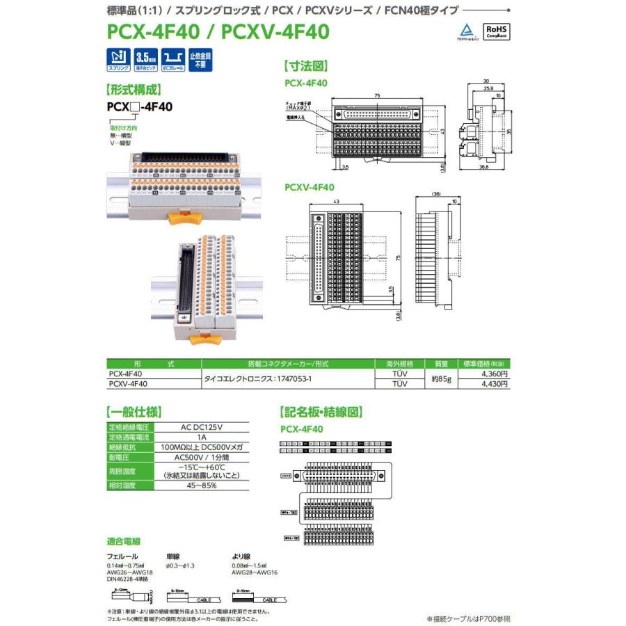 東洋技研 【 PCX-4F40 】PCXシリーズ インターフェイス（コネクタ端子台） / スプリングロック式 : エヌデンサービス - 通販 - Yahoo!ショッピング