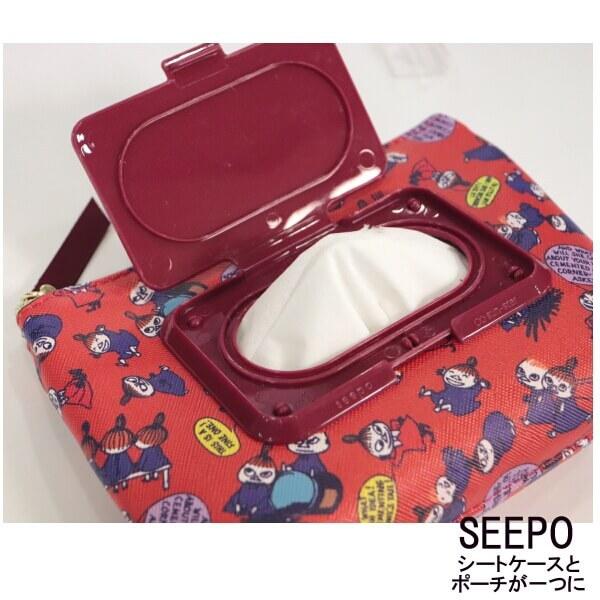 MOOMIN（ムーミン） seepo シーポ 化粧ポーチ リトルミイ スヌーピー ポーチ ポケットティッシュ 保湿 除菌シート 入れ付き 小物 ...