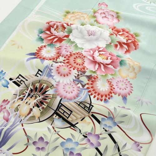 訪問着 19点フルコーディネートレンタルセット「淡い緑色地に花車と