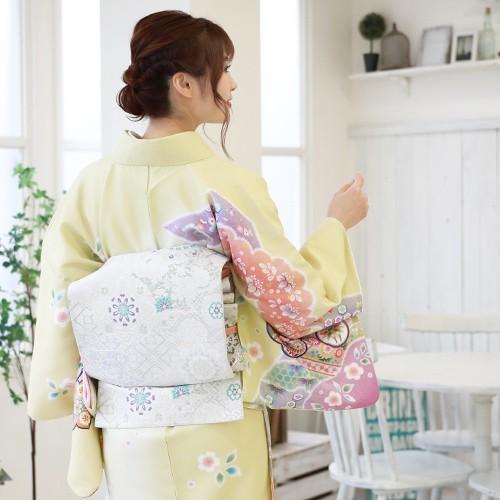 レンタル 訪問着 19点フルコーディネートレンタルセット「黄色地に牡丹