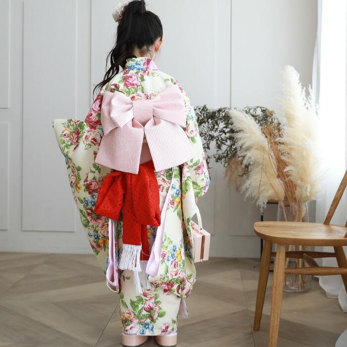 七五三 着物 7歳 フルセット 購入 販売「クリーム地にバラ 七五三 着物 7歳 フルセット 購入 販売「クリーム地にバラ