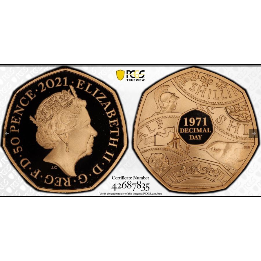 20 2021年 50th Anniversary of Decimal Day UK 50p Gold proof Coin and ...