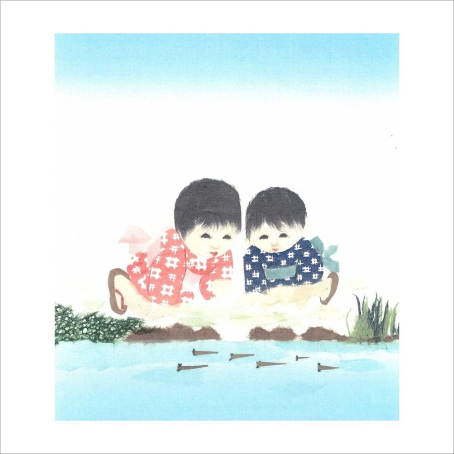 和紙のちぎり絵キット花鳥風月 （春） 「 No.347 わらべ（春の小川） 」 色紙サイズ-約24-37cm : ながはるアートペーパー - 通販 - Yahoo!ショッピング