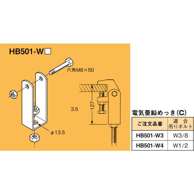 HB501-W3 ネグロス 吊り金具 下部金具(HB50-W 用、一般形鋼用強力タイプ) : タロトデンキ - 通販 - Yahoo!ショッピング