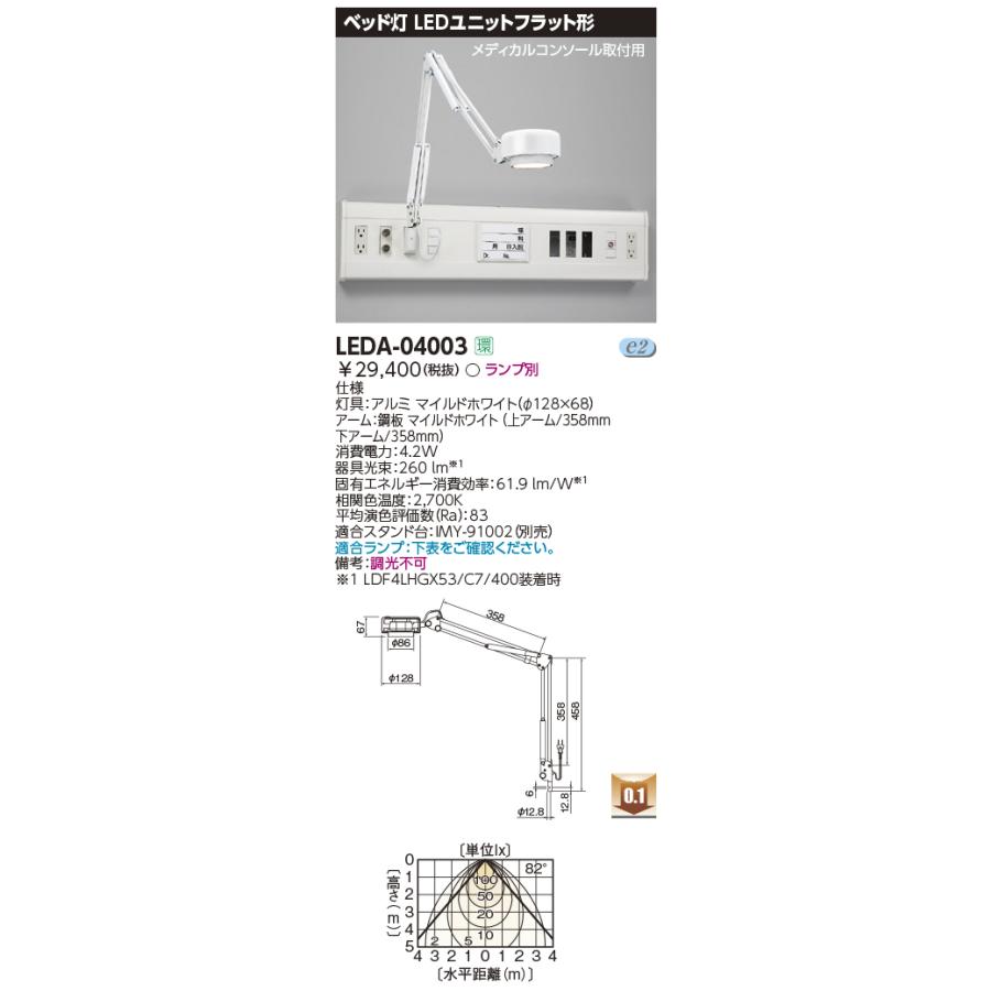 LEDA-04003 東芝 LEDベッド灯 メディカルコンソール取付用【ランプ別売】 : タロトデンキ - 通販 - Yahoo!ショッピング