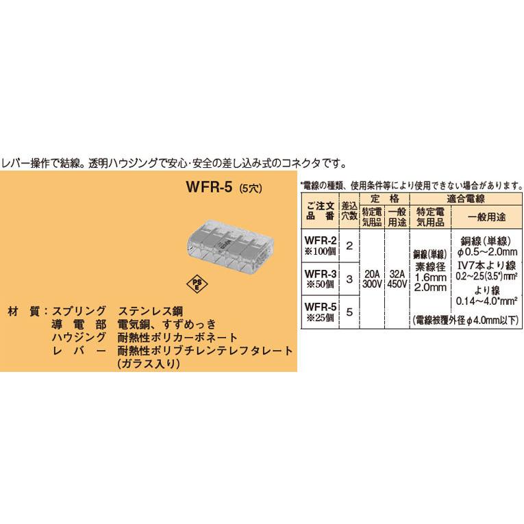 WFR-5 ネグロス コネクタ ワンタッチコネクタ WAGO(ワゴ)(レバータイプ、5穴、25個入) : wfr-5 : タロトデンキ - 通販 - Yahoo!ショッピング