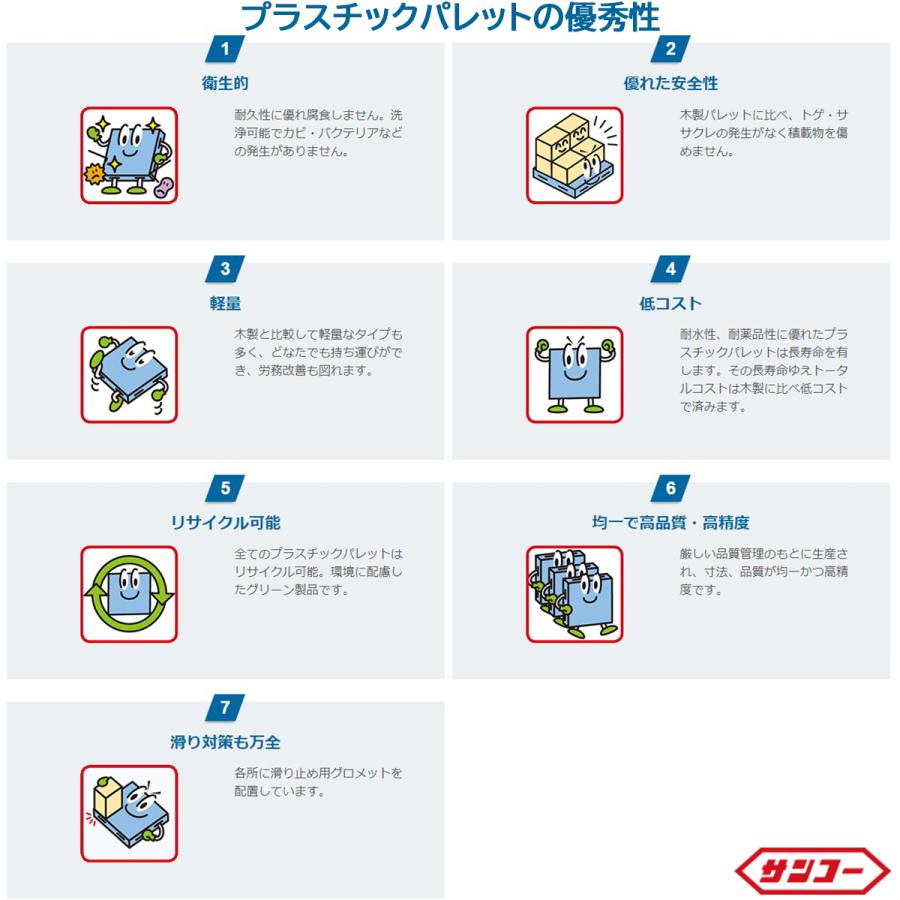 プラスチックパレット サンコー D4-1111-11 1100×1100×120mm 5枚セット : 日用品・消耗品ショップなごみ - 通販 - Yahoo!ショッピング
