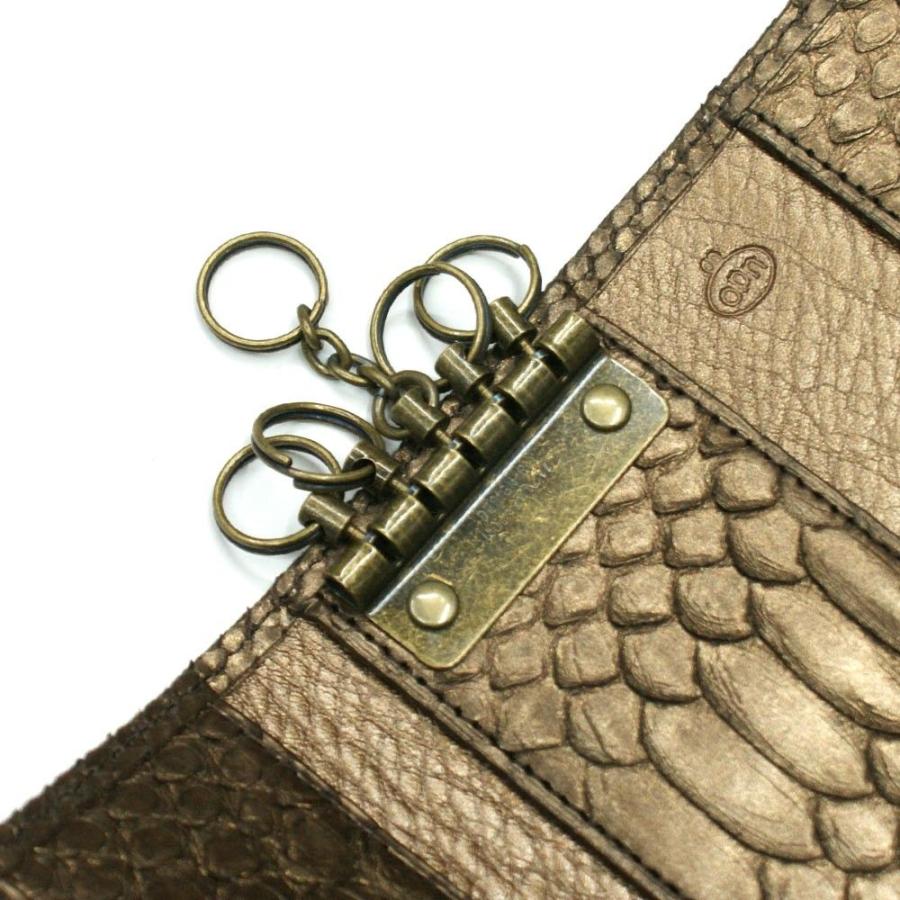 キーケース 本革 キーホルダー パイソン革 蛇革 へび革 レザー 5連金具