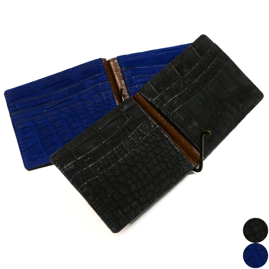 札ばさみ マネークリップ 薄型 本革 無双仕様 クロコダイル革 ワニ革 わに