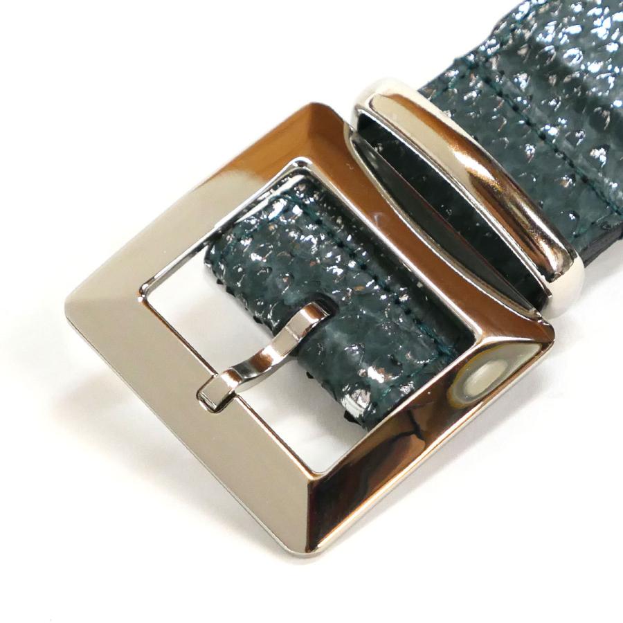 ベルト レザーベルト 4cm幅 スクエアー 四角 バックル パイソン革 ヘビ