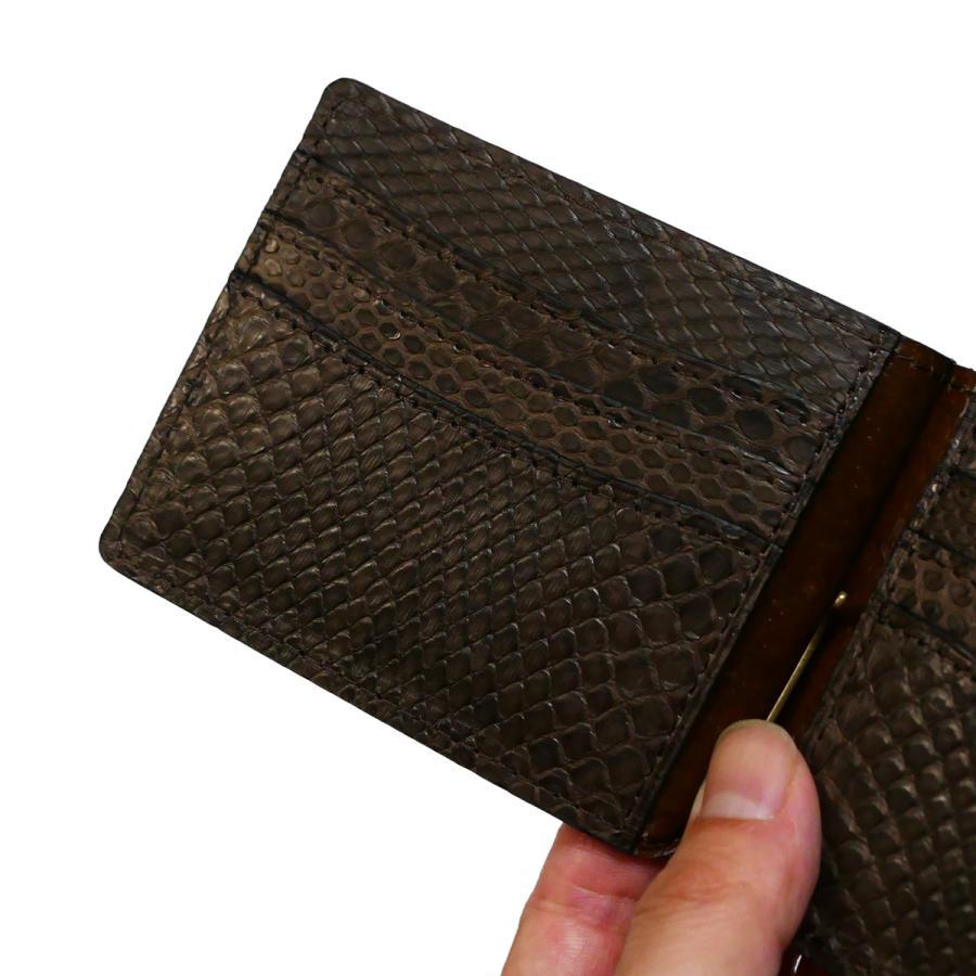 札ばさみ マネークリップ 薄型 本革 無双仕様 モラレス パイソン革