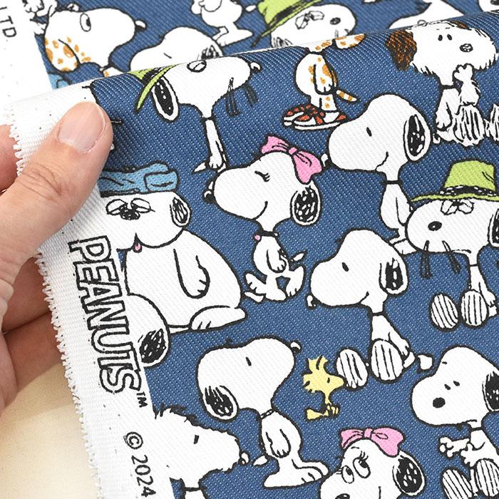 スヌーピー ピーナッツ TCツイル PEANUTS ウッドストック デニム調 綿ポリ 交織 綿ポリ交織生地 プリント生地 生地 布 G-3715-1 数量3(30cm)から10cm単位 : g ...