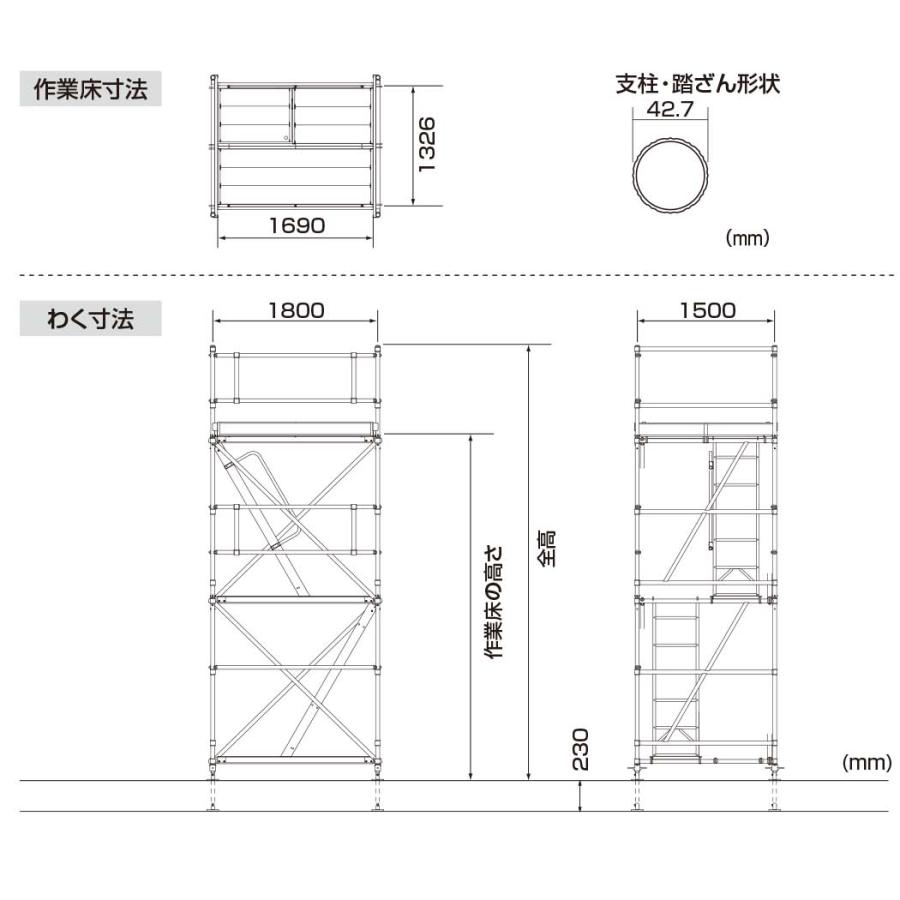ピカ アルミ ローリングタワー PSW‐15018‐1BA : psw-15018-1ba : ナンブショップ ヤフー店 - 通販 - Yahoo!ショッピング