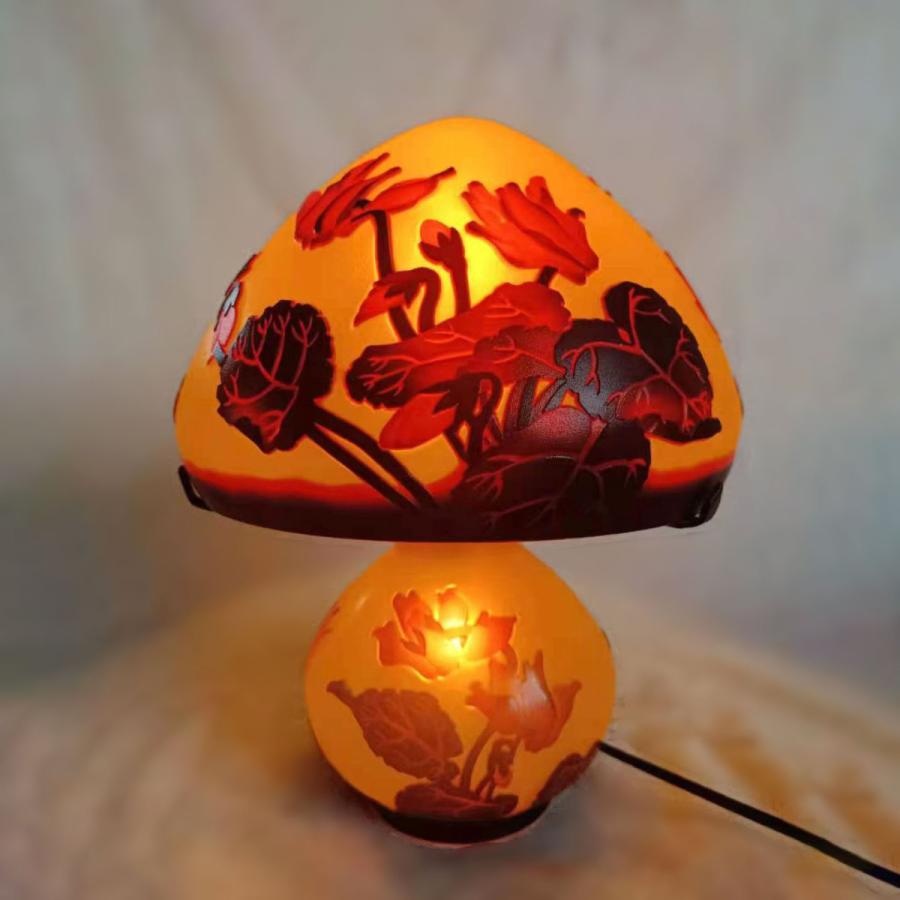 GL140アールヌーボーランプ エミール・ガレ風 ドーム・ナンシー技法 ナイトスタンド アンティーク家具 テーブルランプ 西洋美術 : 日常 ...