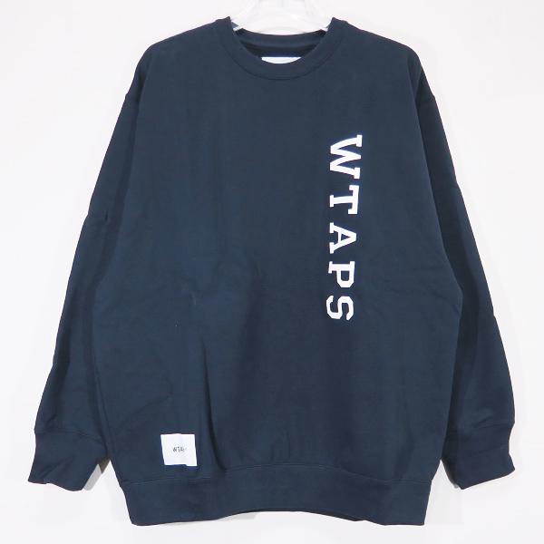 WTAPS ダブルタップス 23SS DESIGN 01/SWEATER/COTTON.COLLEGE 231ATDT-CSM02 デザイン クルーネック スウェット カレッジ ネイビー ...