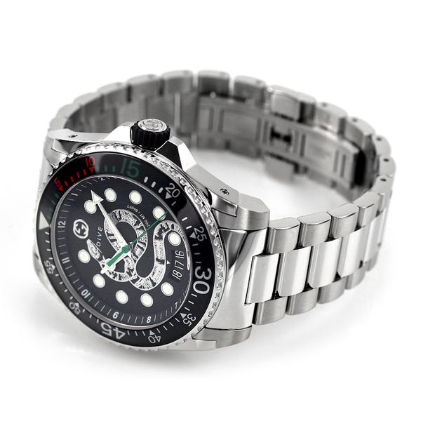 GUCCI グッチ ダイヴ 45mm スネーク 蛇 腕時計 ブランド メンズ YA136218 ブラック : 腕時計のななぷれYahoo!店 ...