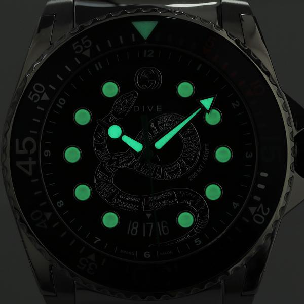 GUCCI グッチ ダイヴ 45mm スネーク 蛇 腕時計 ブランド メンズ YA136218 ブラック : 腕時計のななぷれYahoo!店 ...